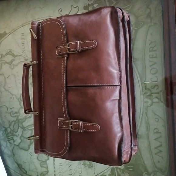 Nash Leather | Bags | Nash Italian Leather Professor Briefcase Messenger Bag Tuscan Brown ...